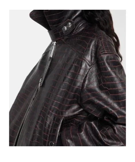 Rabanne Croc-effect Leather Blouson Jacket