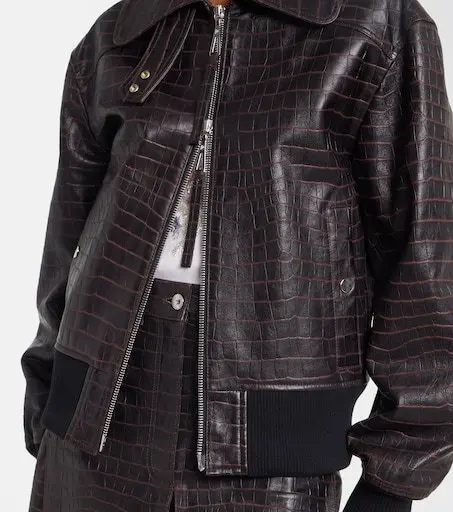 Rabanne Croc-effect Leather Blouson Jacket