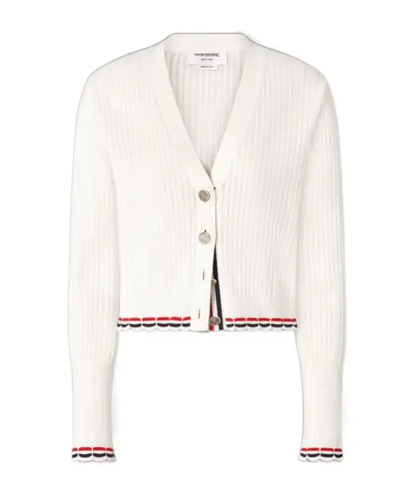 Thom Browne Pointelle Rib-stitch Cardigan