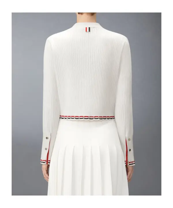 Thom Browne V-neck Rib-stitch Cardigan With Rwb Trim