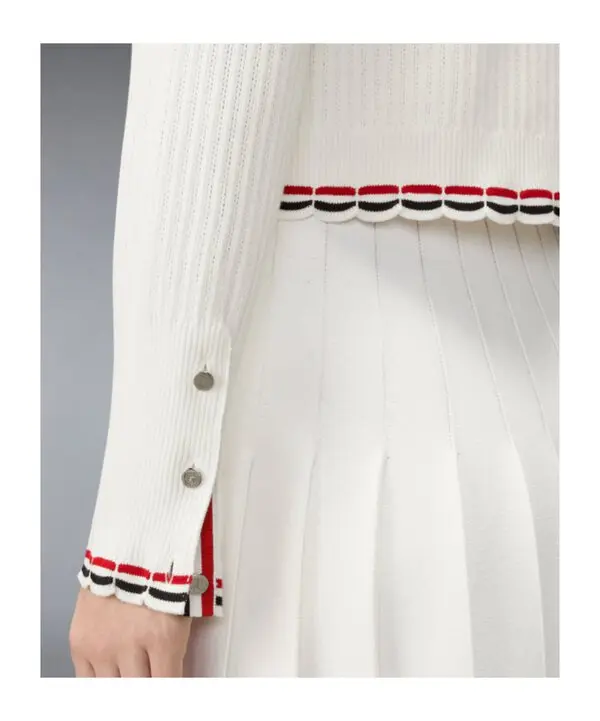 Thom Browne V-neck Rib-stitch Cardigan With Rwb Trim