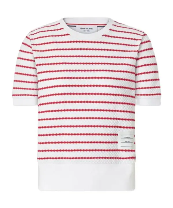 Thom Browne Striped Honeycomb-rib T-shirt
