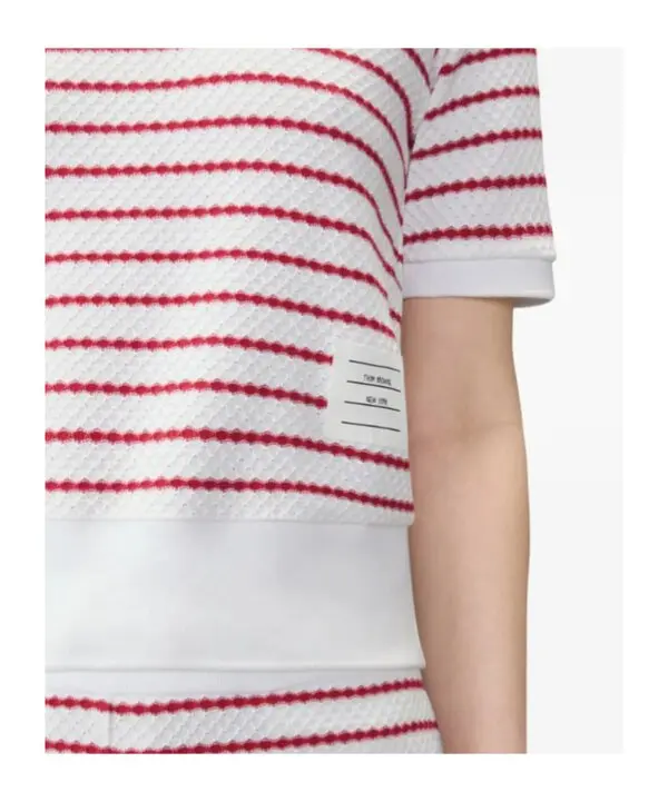 Thom Browne Striped Honeycomb-rib T-shirt