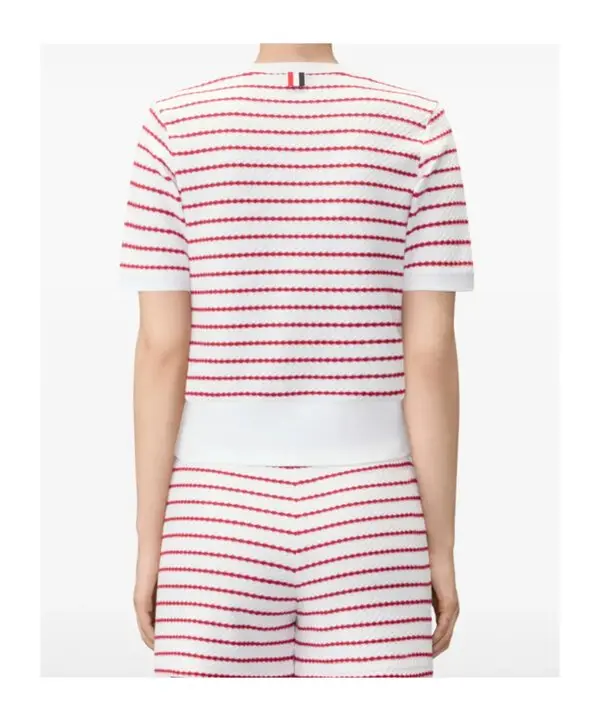 Thom Browne Striped Honeycomb-rib T-shirt