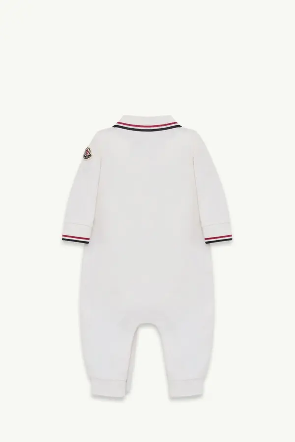 Moncler Tricolor-trimmed Cotton Piquet Baby Grow