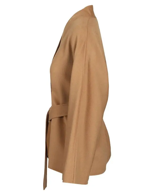 Max Mara Belted Kimono-sleeve Wool Coat - Camel