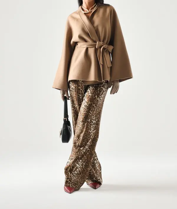 Max Mara Belted Kimono-sleeve Wool Coat - Camel