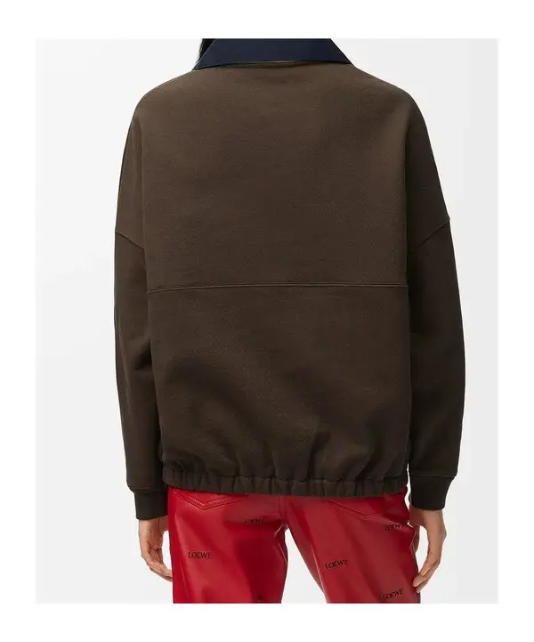 Loewe Embroidered Cotton Fleece Sweatshirt - Brown