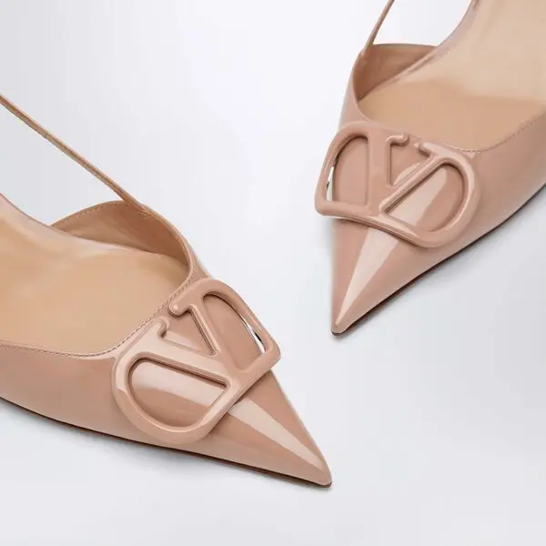Valentino Garavani Vlogo Signature Patent Leather Slingback Pumps - Pink