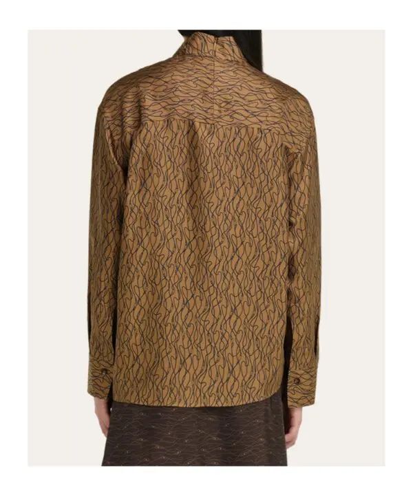 FERRAGAMO Silk Shirt With Side Knot Detail - Soybean/navy