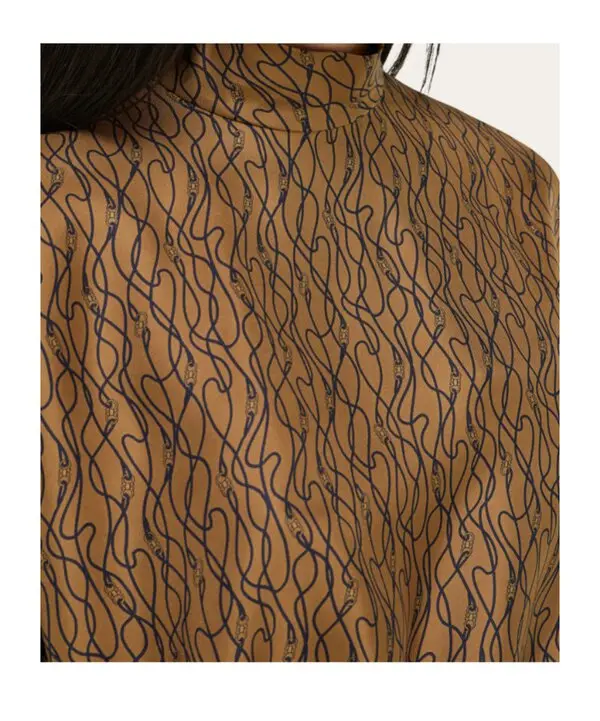 FERRAGAMO Silk Shirt With Side Knot Detail - Soybean/navy