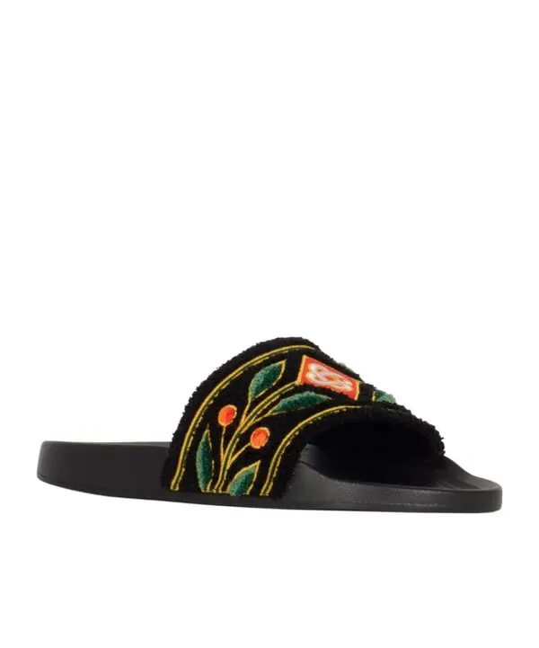 Casablanca Embroidered Terry Slides