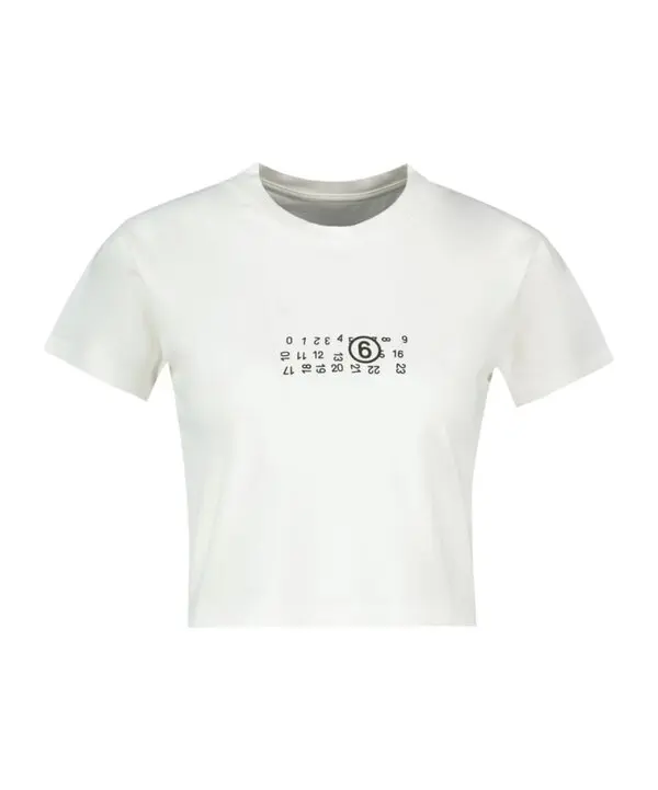 MAISON MARGIELA Short Sleeve Cropped T-shirt - White