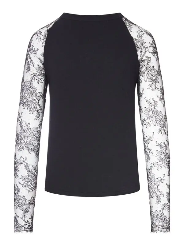 Valentino Garavani Printed Crewneck Lace Top