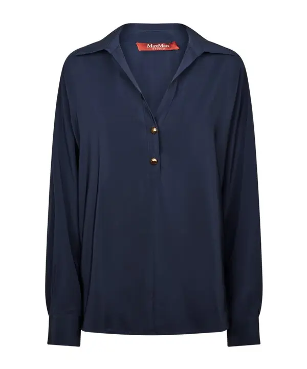 Max Mara Classic Collar Polo Top - Blue