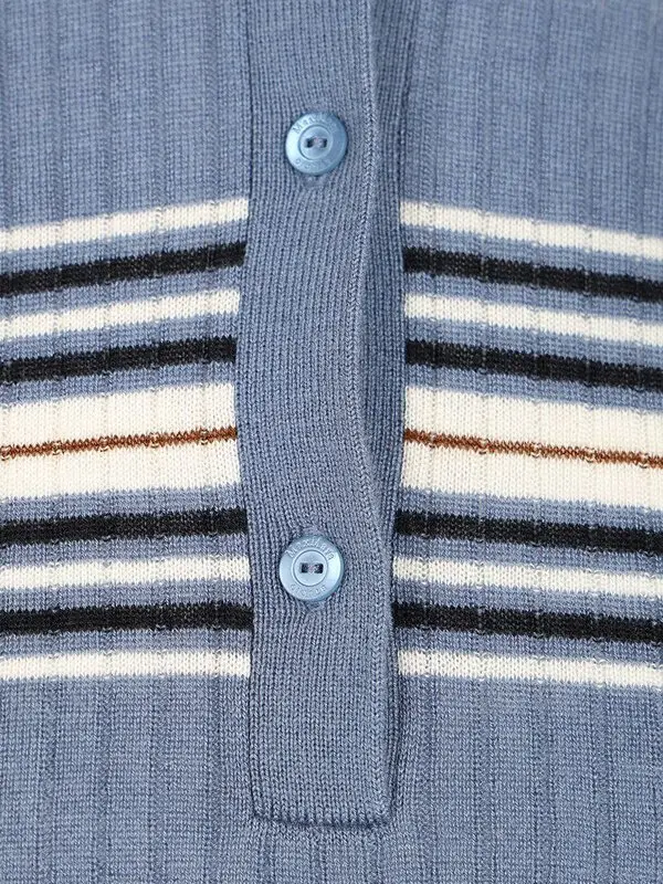 Max Mara Tallero Striped Knitted Polo Top
