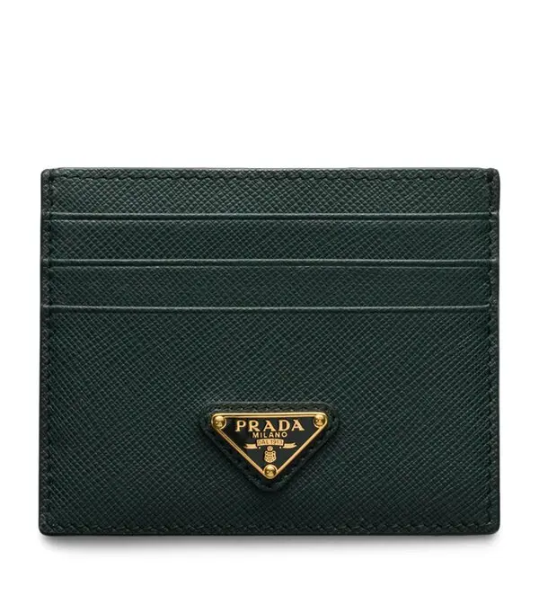 Prada Saffiano Leather Card Holder - Green