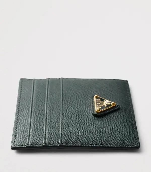 Prada Saffiano Leather Card Holder - Green