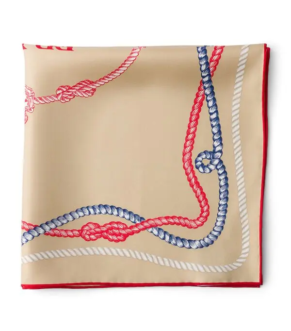 Prada Silk Twill Ropes Print Square Scarf - Brown