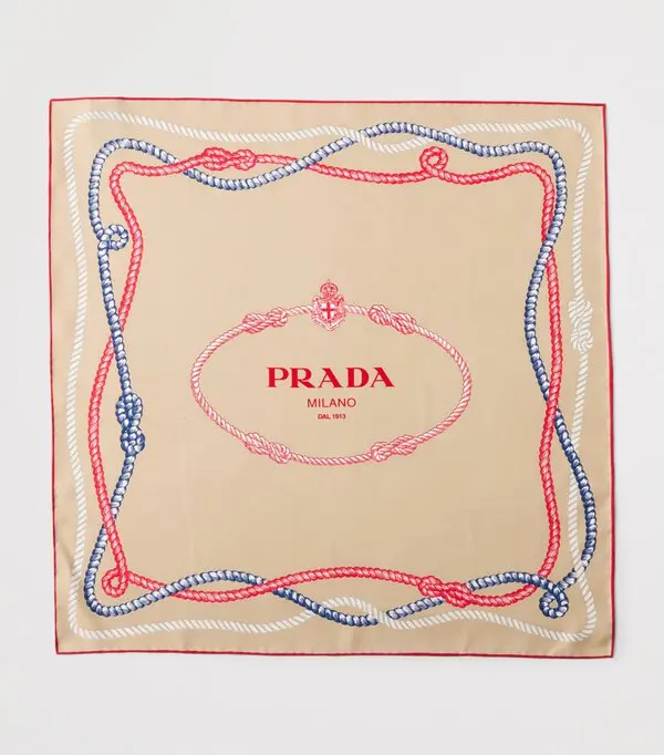 Prada Silk Twill Ropes Print Square Scarf