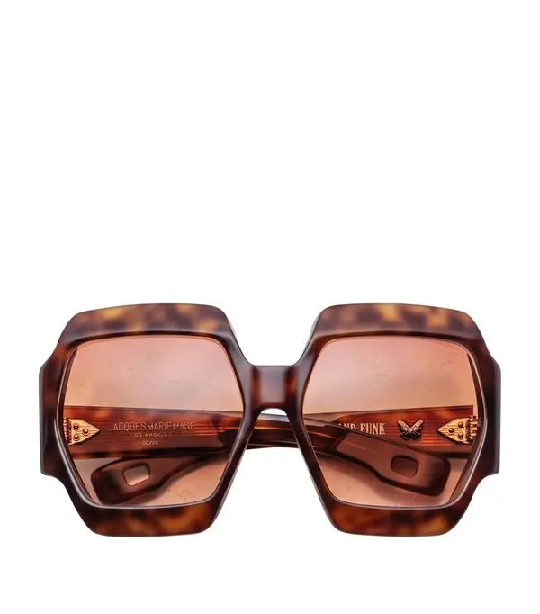 JACQUES MARIE MAGE Grand Funk Hexagonal Sunglasses - Brown