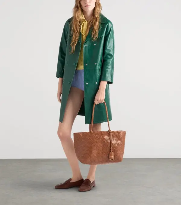 Prada Large Woven Leather Tote Bag