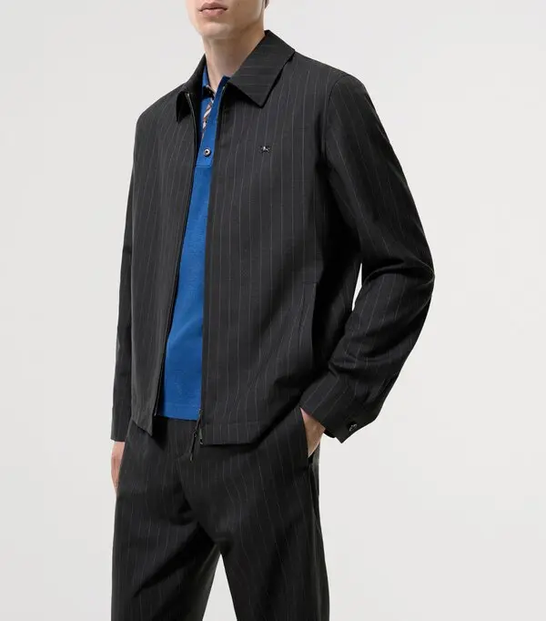 Burberry Bloomsbury Wool Pinstripe Harrington Jacket