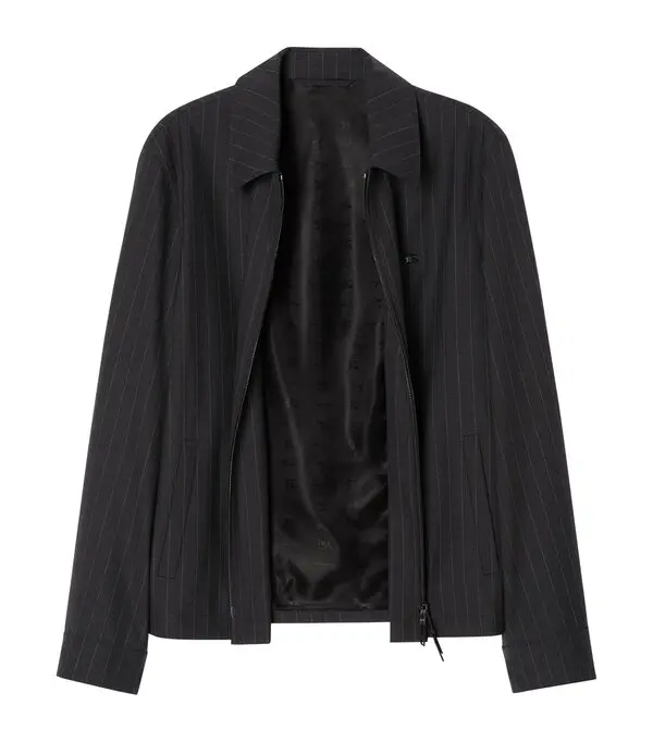 Burberry Bloomsbury Wool Pinstripe Harrington Jacket