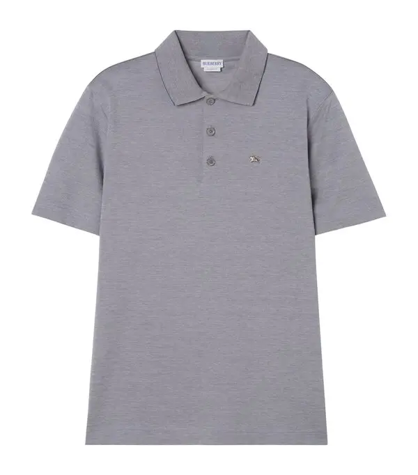 Burberry Cotton Metallic Ekd Polo Shirt - Grey