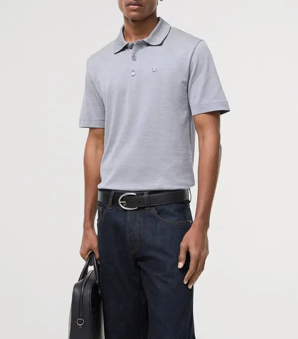 Burberry Cotton Metallic Ekd Polo Shirt - Grey