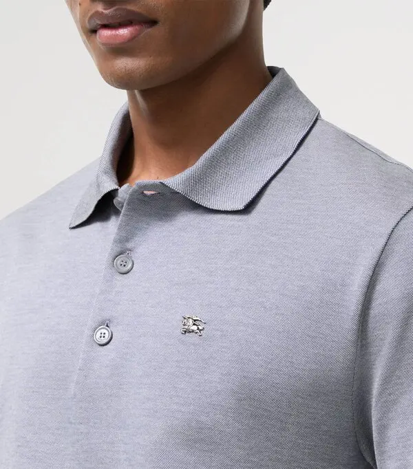 Burberry Cotton Metallic Ekd Polo Shirt - Grey