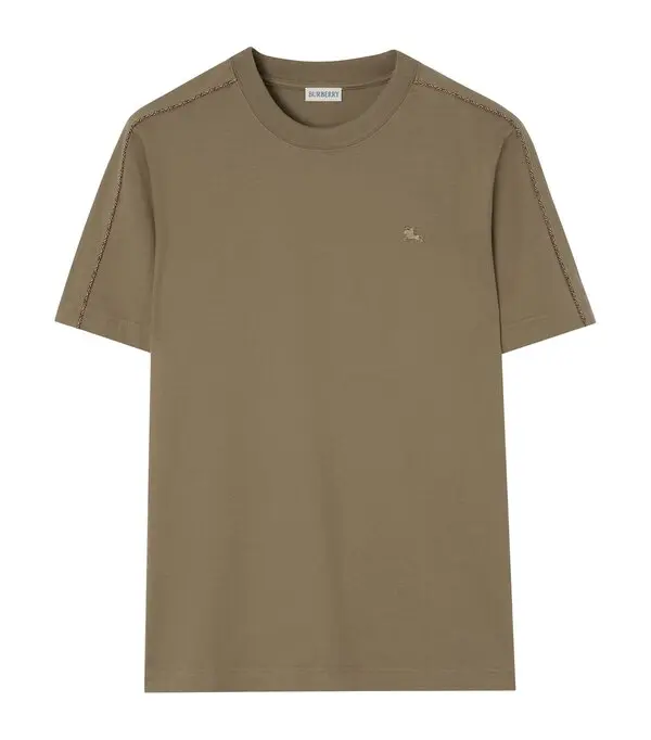 Burberry Cotton Check-piping Slim T-shirt - Brown