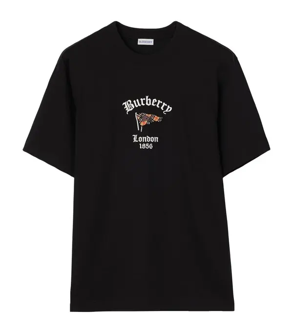 Burberry Cotton T-shirt With Embroidered Flag Motif