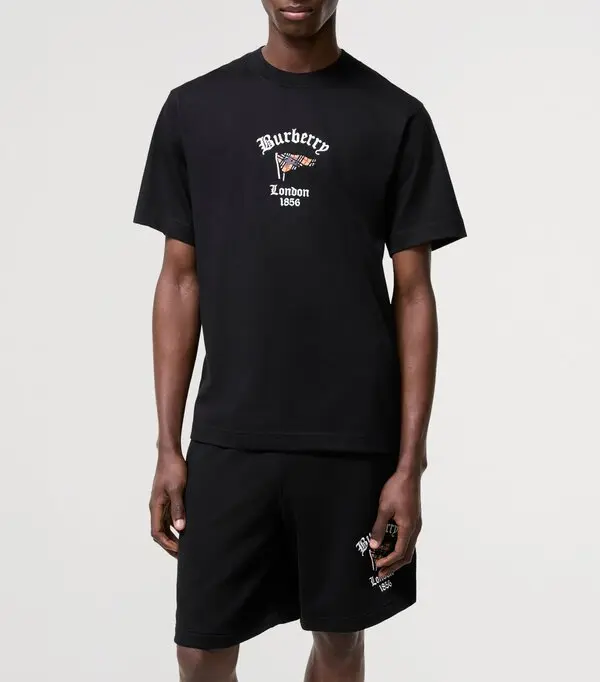 Burberry Cotton T-shirt With Embroidered Flag Motif