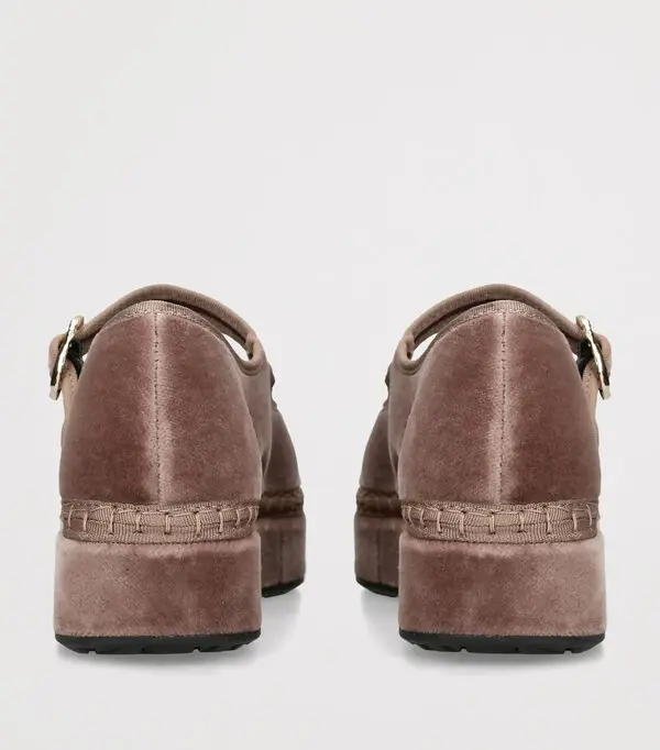 FLABELUS Velvet Double Alcmena Mary Janes - Brown