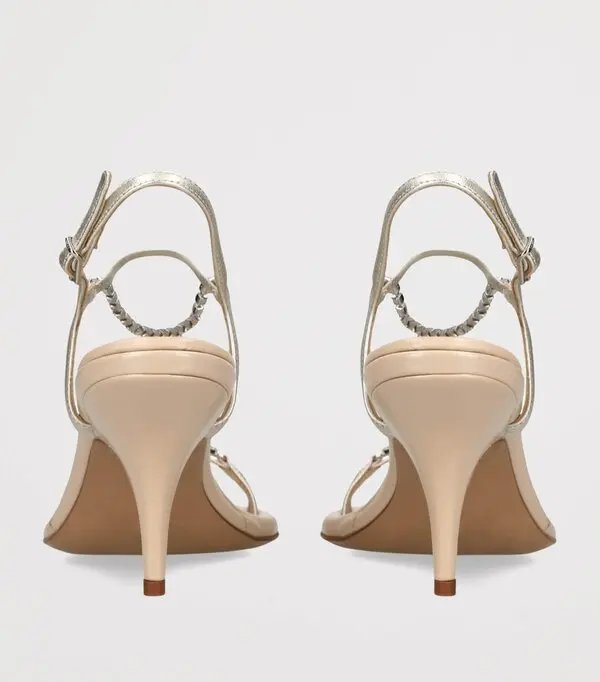 Chloé Metallic Leather Jewelled Heeled Sandals 80 - Beige