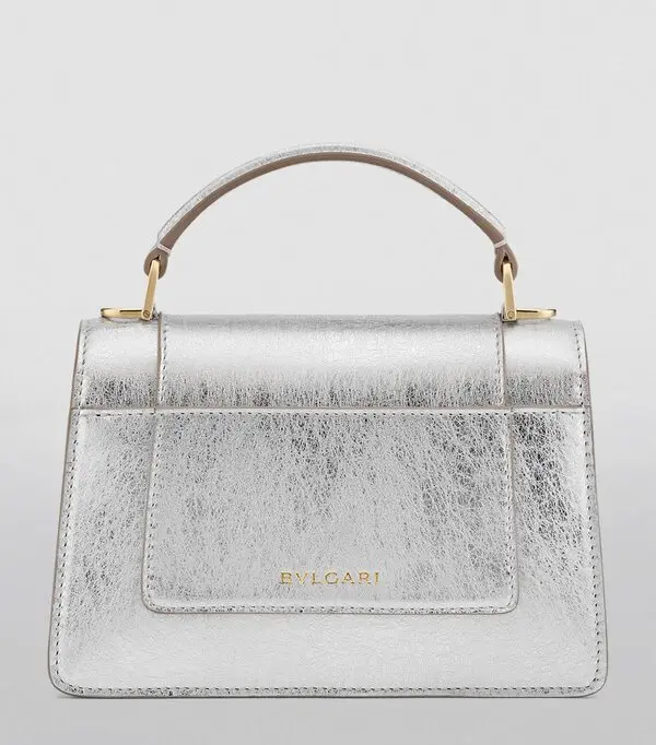 BVLGARI Mini Metallic Serpenti Forever Top-handle Bag - Silver