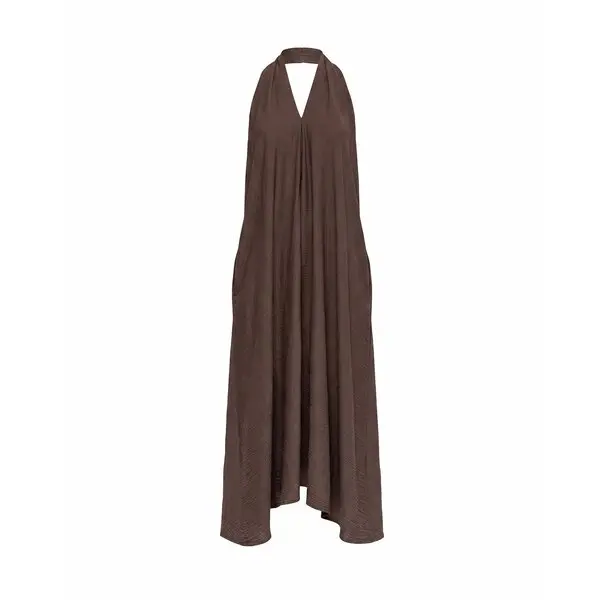 TANTRA SPAIN SL Loose-fitting Midi Dress With A Halter Neckline - Brown
