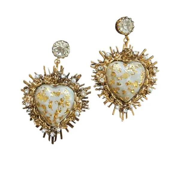 VSTYLE Florentine Sacred Heart Leaf Earrings