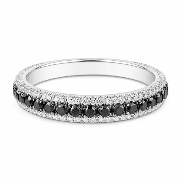 ARTISAN White / Black 18k White Gold Black & White Diamond Eternity Band Ring