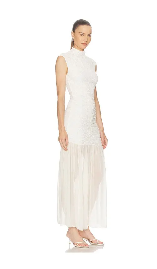 ROTATE BY BIRGER CHRISTENSEN Lace Ruched Maxi Dress In White