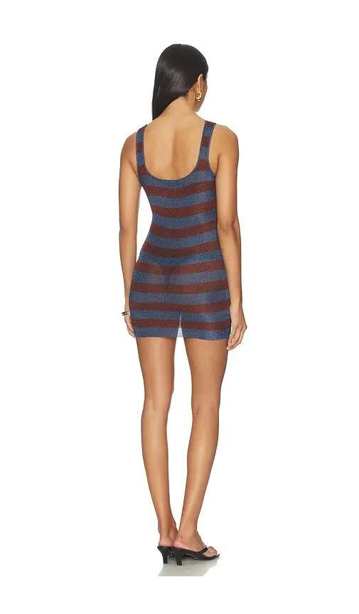 SEROYA Benni Metallic Knit Dress In Rust
