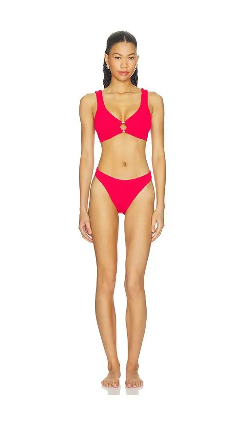 Hunza G Julia Bikini Set With Gold Hoop - Red