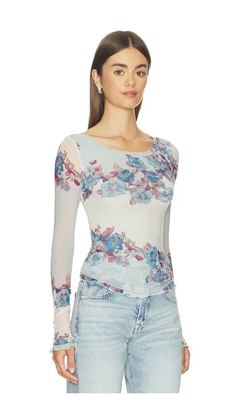 Free People Lilly Printed Long Sleeve Top