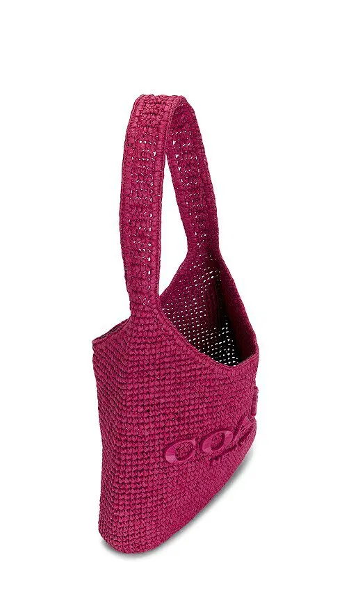 COACH Refined Weave Straw Brooklyn Shoulder Bag 28 In Fuchsia