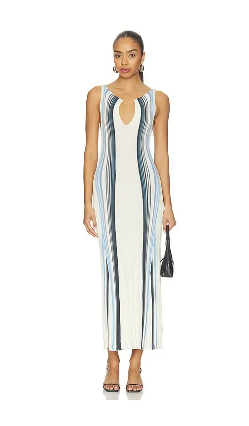 Theory Drape Tank Dress In White,blue