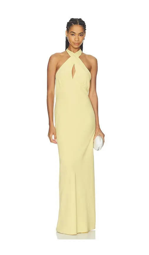 Amanda Uprichard Samara Maxi Dress With Halterneck And Cut-out Detail