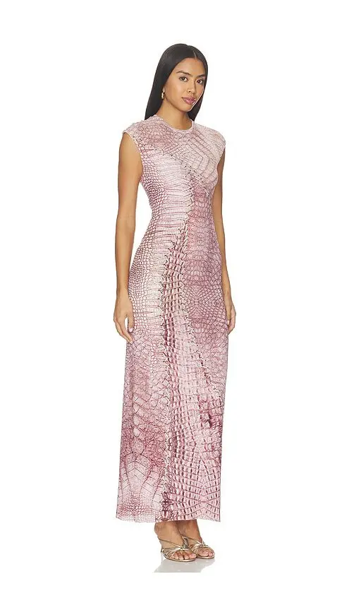 AFRM Mylo Abstract Print Dress - Cappuccino Croc
