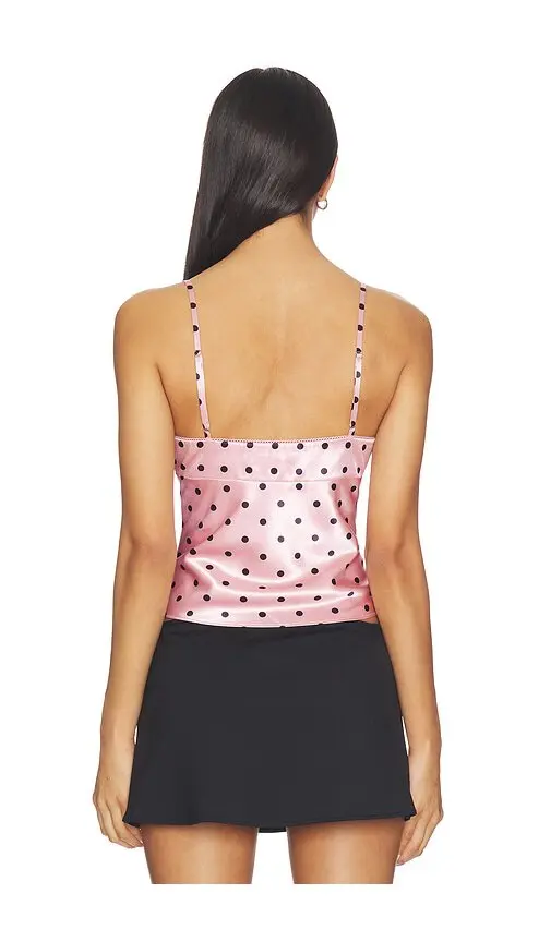 NIA Avalon Polka Dot Charmeuse Cropped Top