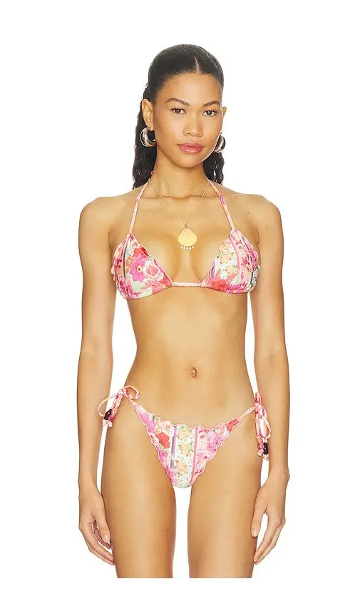 Agua Bendita X Lolita Ruche Triangle Top In Multi - Bahia